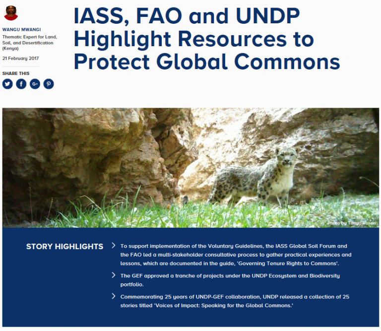 IASS, FAO and UNDP Highlight Resources to Protect Global Commons ...